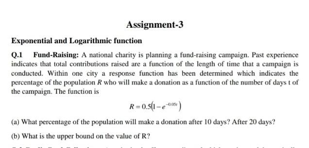 Solved Exponential and Logarithmic function Q.1 | Chegg.com