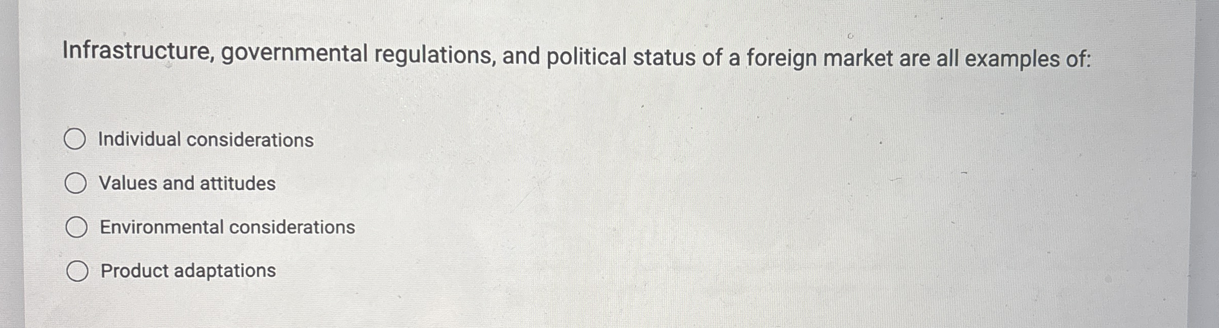 Solved Infrastructure, governmental regulations, and | Chegg.com