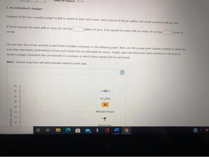 Solved 1. An individual's budget Suppose Dmitri has a weekly | Chegg.com
