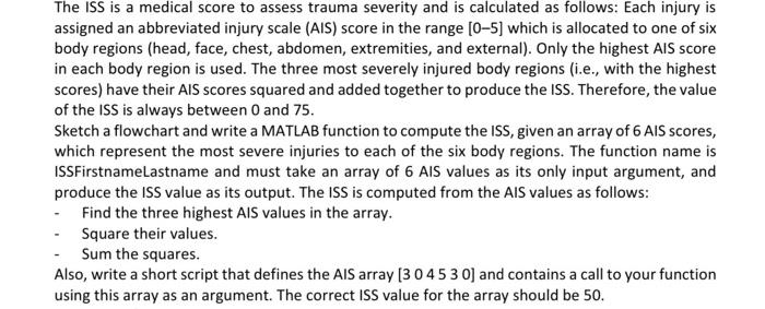 Solved The ISS is a medical score to assess trauma severity | Chegg.com