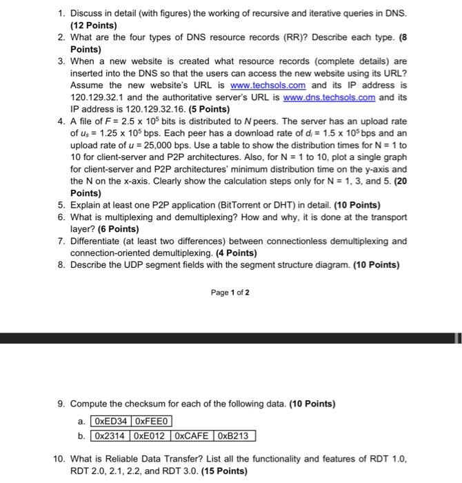 Solved 2. What are the four types of DNS resource records | Chegg.com