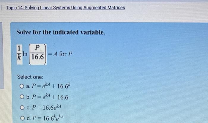 Solved Topic 14: Solving Linear Systems Using Augmented | Chegg.com