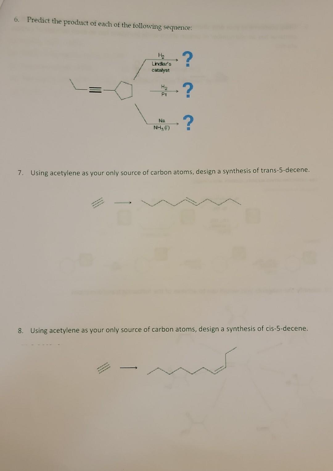 Solved 6. Predict the product of each of the following | Chegg.com