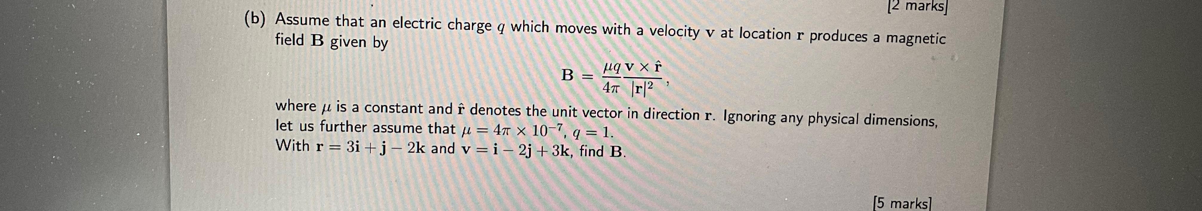Solved (b) ﻿Assume that an electric charge q ﻿which moves | Chegg.com