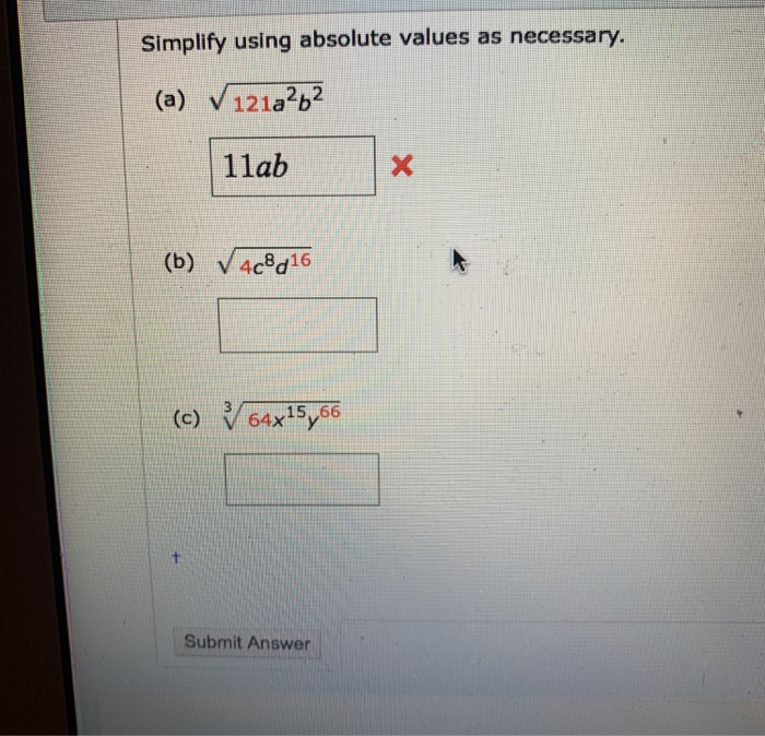 Solved Simplify using absolute values as necessary. (a) | Chegg.com