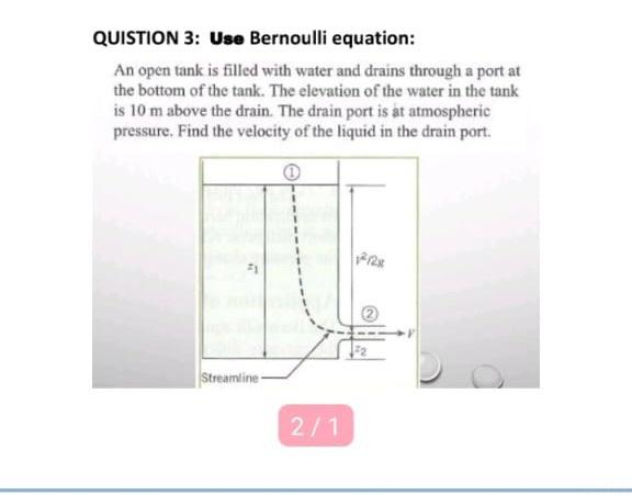 Solved An open tank is filled with water and drains through | Chegg.com