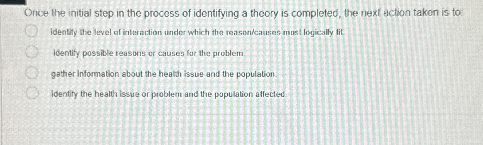 Solved Once the initial step in the process of identifying a | Chegg.com