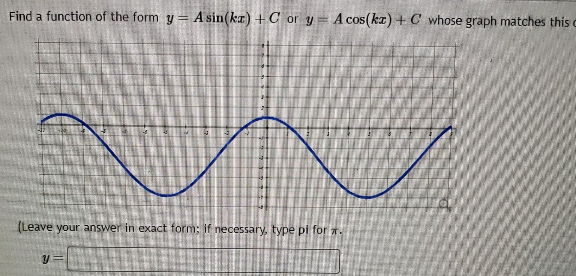 Solved Find a function of the form y=Asin(kx)+C or | Chegg.com