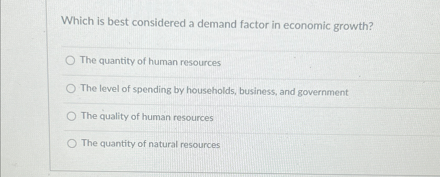 Solved Which is best considered a demand factor in economic | Chegg.com