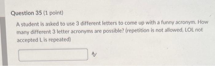 Solved A student is asked to use 3 different letters to come | Chegg.com