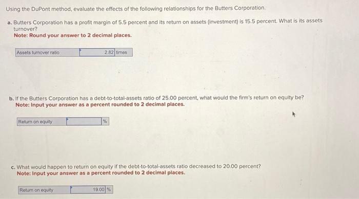 Solved Using the DuPont method, evaluate the effects of the | Chegg.com