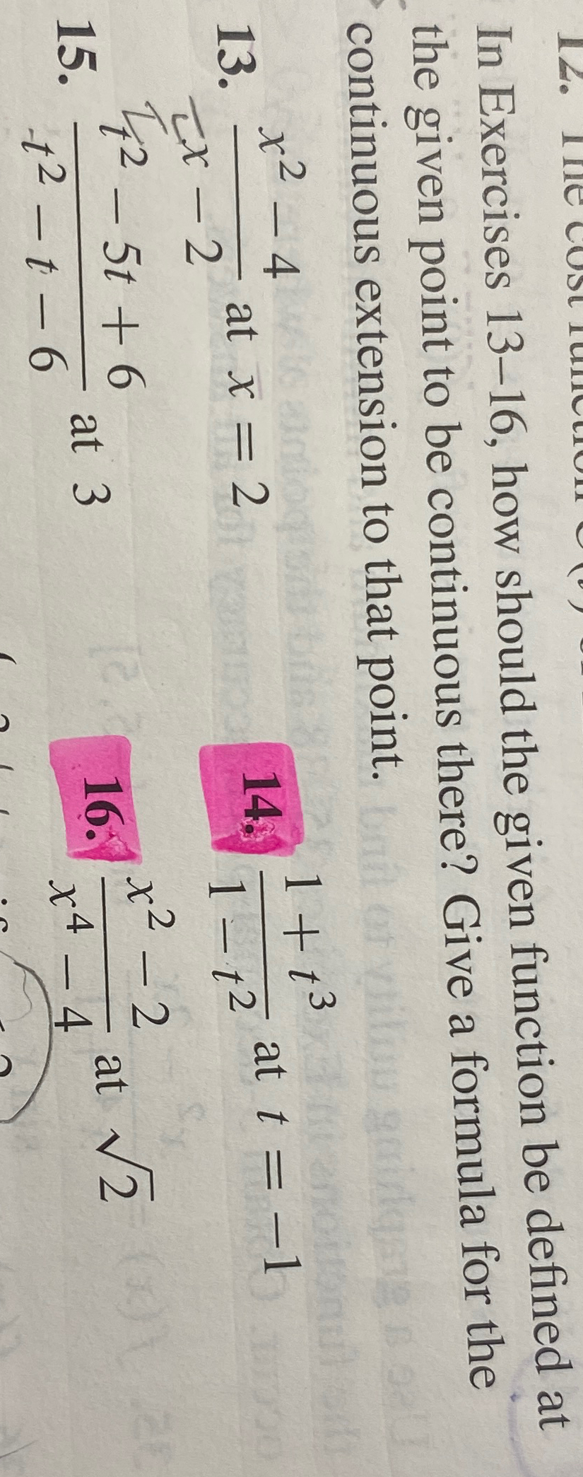 Solved In Exercises 13-16, ﻿how should the given function be | Chegg.com