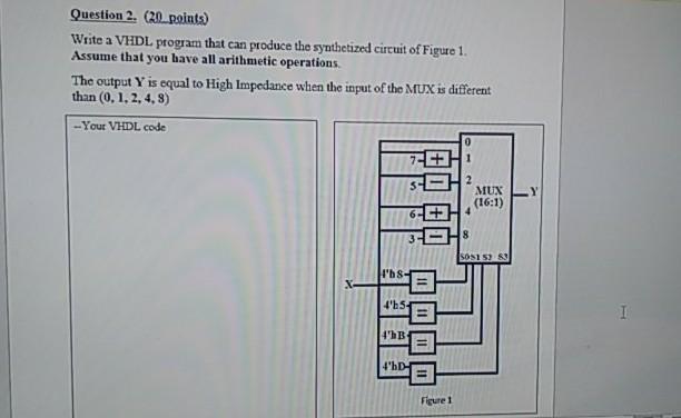 Question 2. (20 points) Write a VHDL program that can | Chegg.com