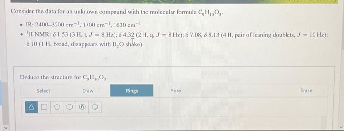 Solved Consider the data for an unknown compound with the | Chegg.com