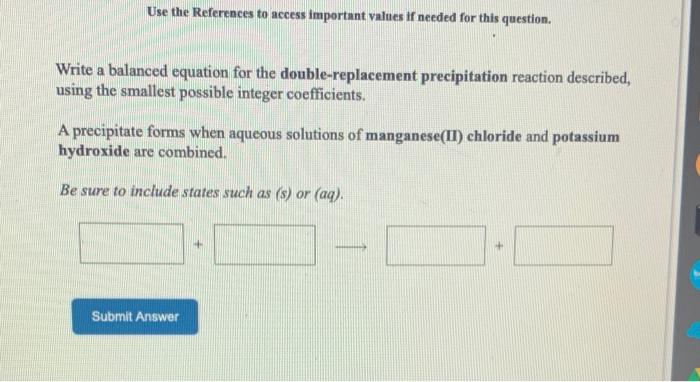 Solved Write a balanced equation for the double-replacement | Chegg.com