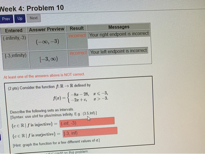 Solved Neek 4: Problem 10 Prev Up Next Entered (-infinity-3) | Chegg.com