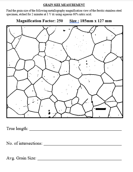 Solved GRAIN SIZE MEASUREMENTFind the grain size of the | Chegg.com