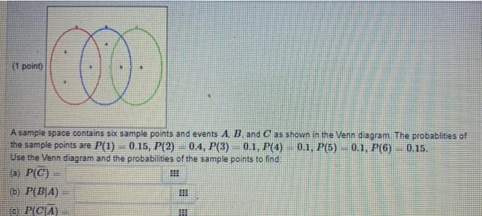 Solved (1 point) A sample space contains six sample points | Chegg.com