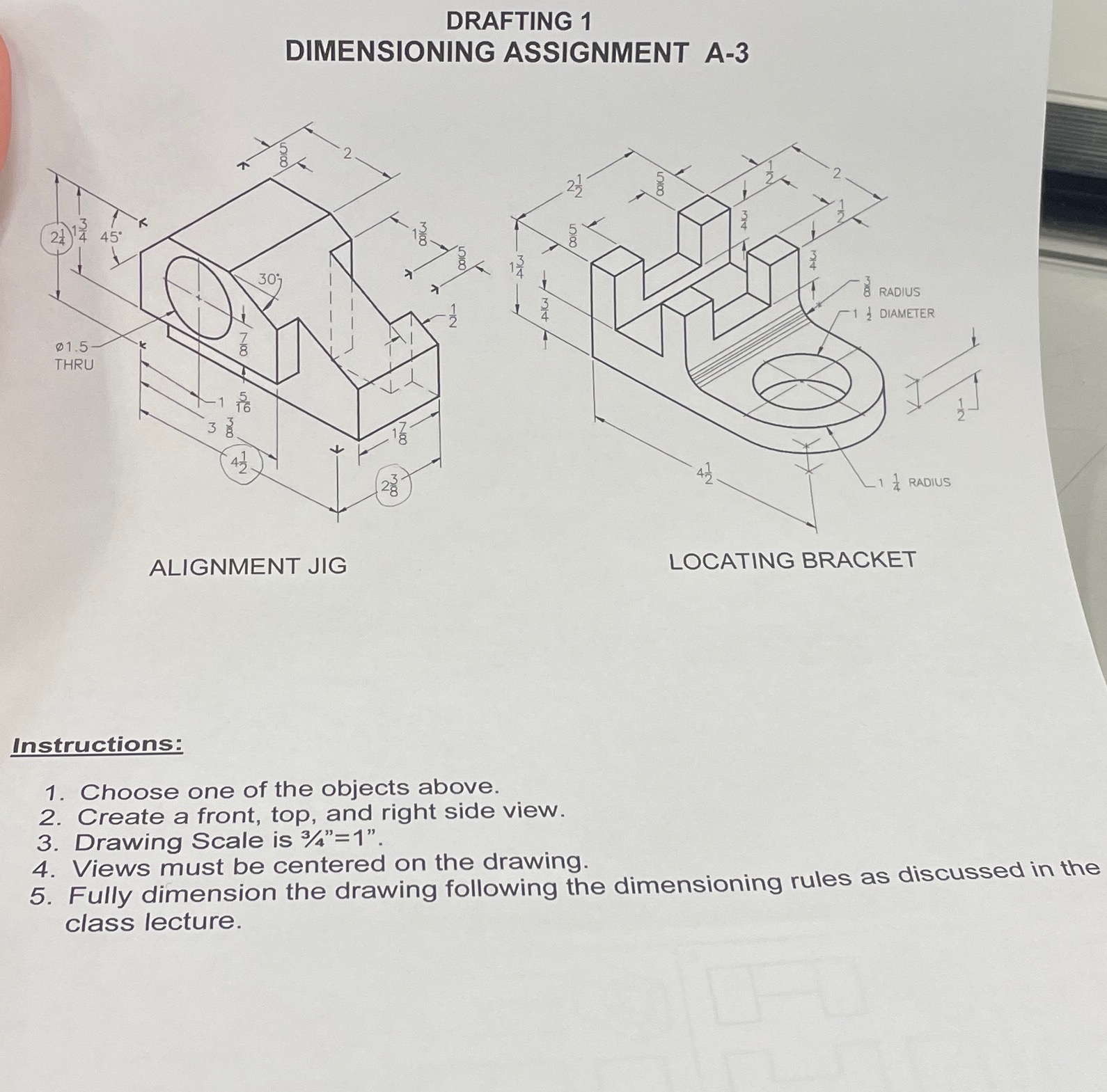 Solved DRAFTING 1DIMENSIONING ASSIGNMENT A-3ALIGNMENT | Chegg.com