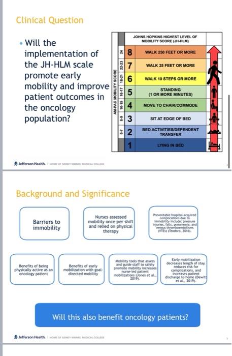 Promoting Mobility in Oncology Patients Using | Chegg.com