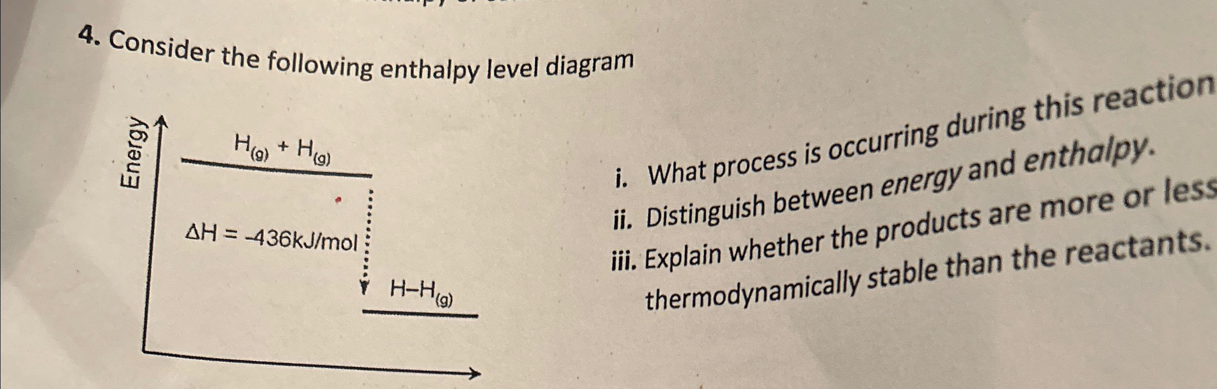 Solved Consider the following enthalpy level diagrami. ﻿What | Chegg.com
