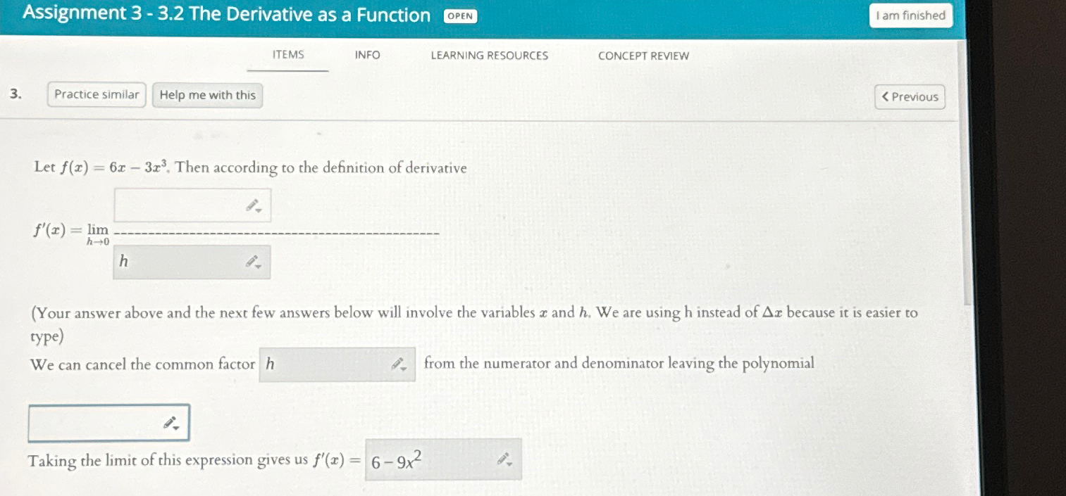Solved Assignment 3 - 3.2 ﻿The Derivative as a | Chegg.com