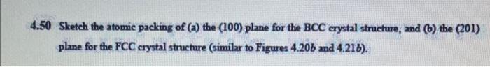 Solved 4.50 Sketch the atomic packing of (a) the (100) plane | Chegg.com