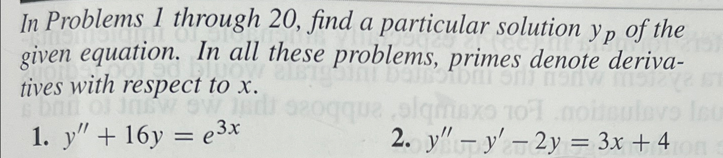Solved In Problems 1 ﻿through 20, ﻿find a particular | Chegg.com