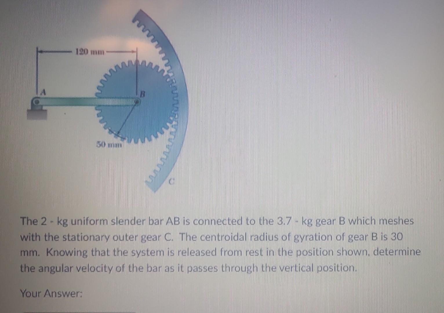 Solved The 2 - kg uniform slender bar AB is connected to the | Chegg.com