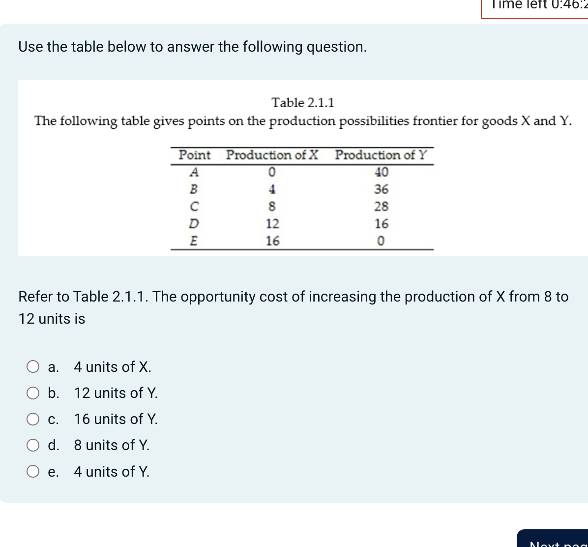 Solved Use the table below to answer the following | Chegg.com