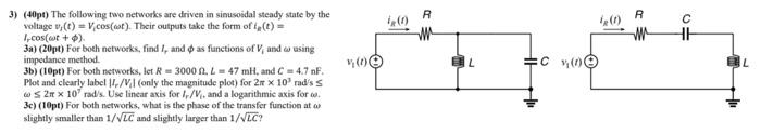 Solved 3) (40pt) The following two networks are driven in | Chegg.com