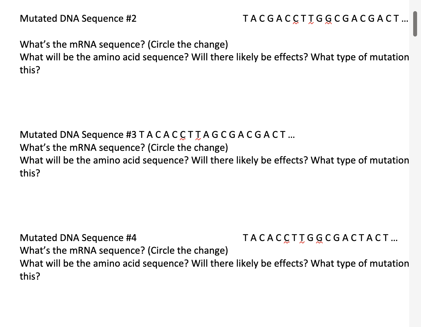 What's the mRNA sequence? (Circle the change)What | Chegg.com