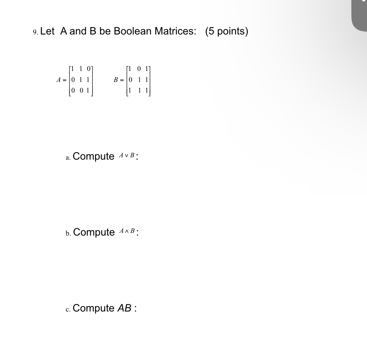 Solved Let A And B ﻿be Boolean Matrices 5 