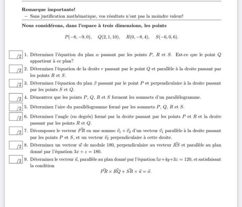 Remarque importante!Sans justification mathématique, | Chegg.com
