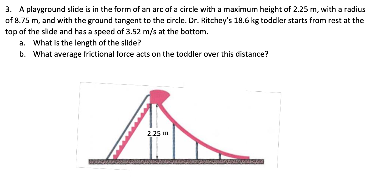 Solved A playground slide is in the form of an arc of a | Chegg.com