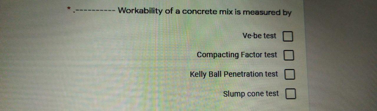Solved Workability of a concrete mix is measured by Ve-be | Chegg.com