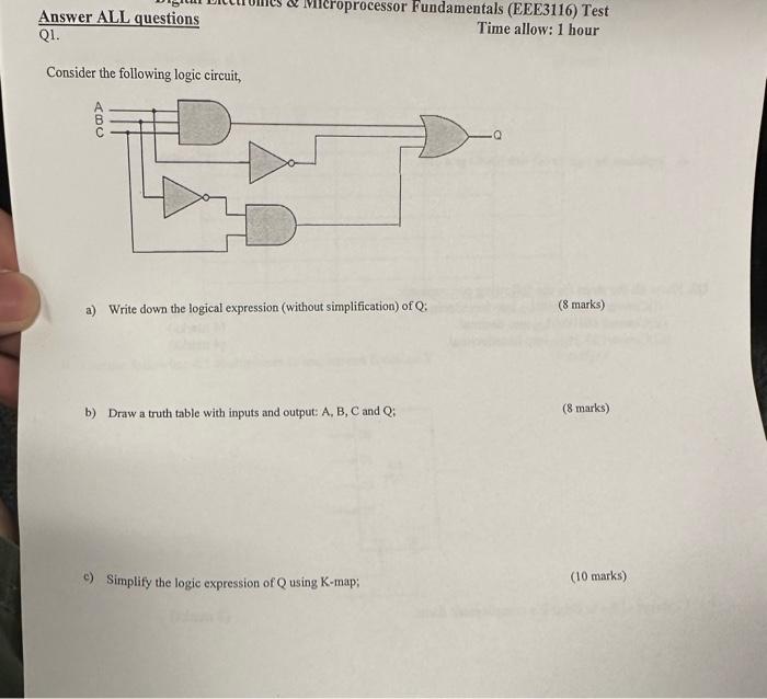 Solved Answer ALL questions Q1. Time allow: 1 hour Consider | Chegg.com