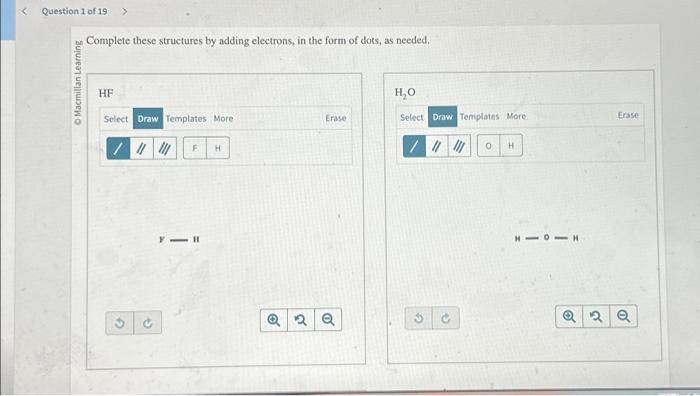 Solved Complete these structures by adding electrons, in the | Chegg.com