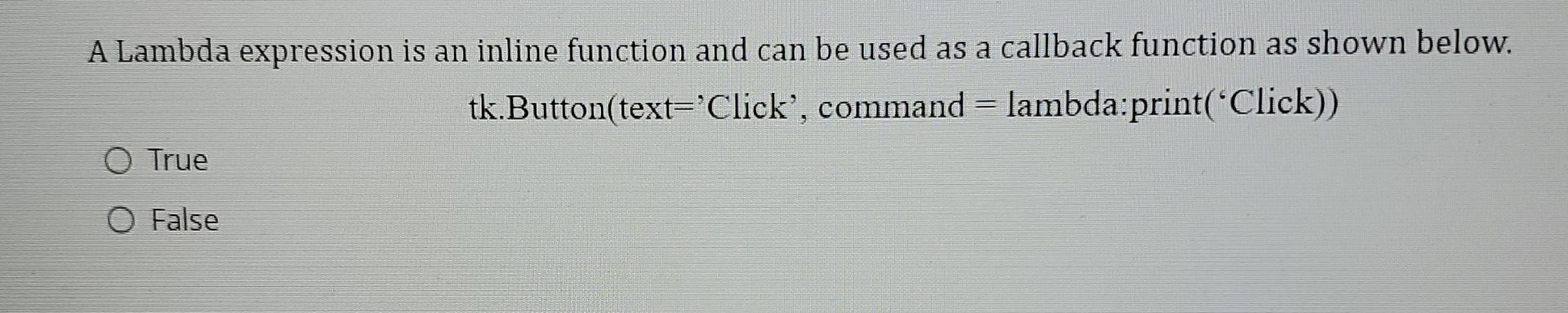 Solved A Lambda expression is an inline function and can be | Chegg.com
