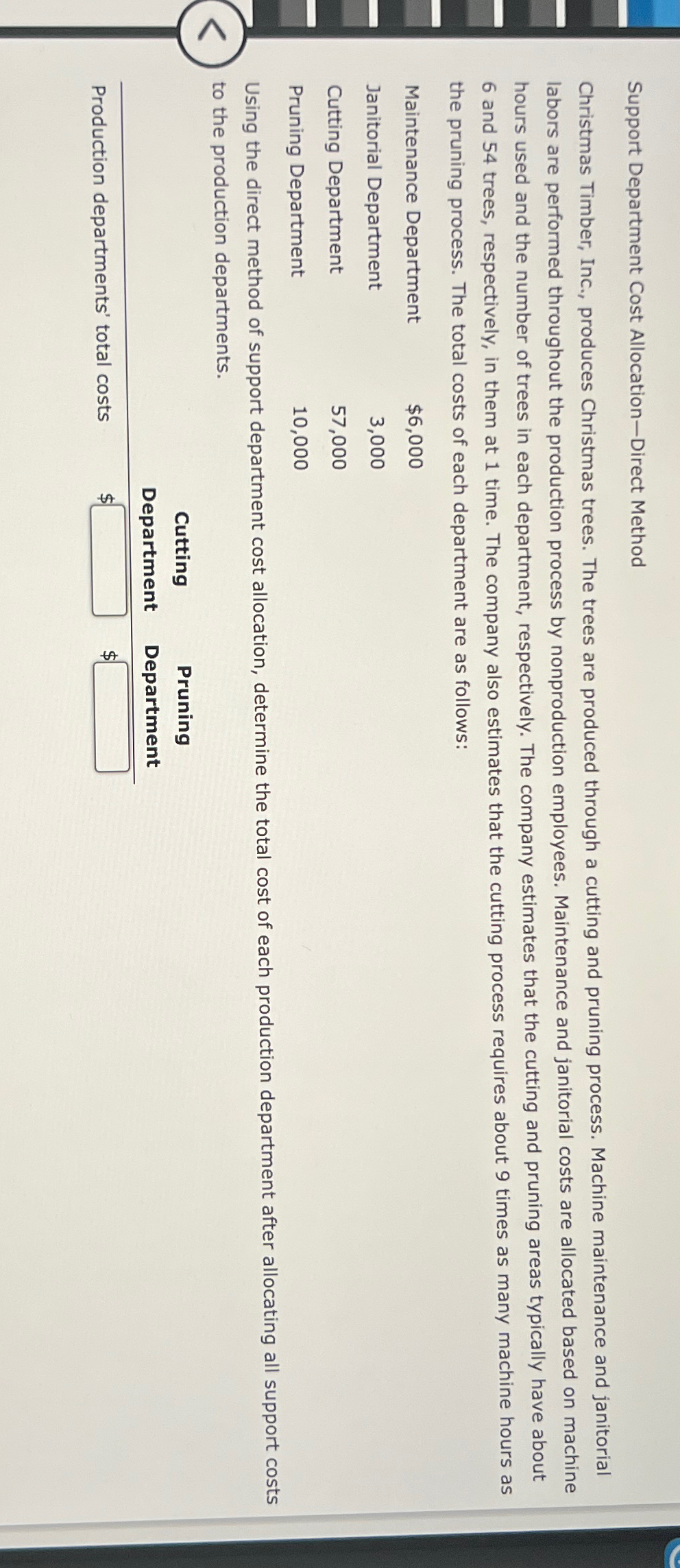 Solved Support Department Cost Allocation Direct