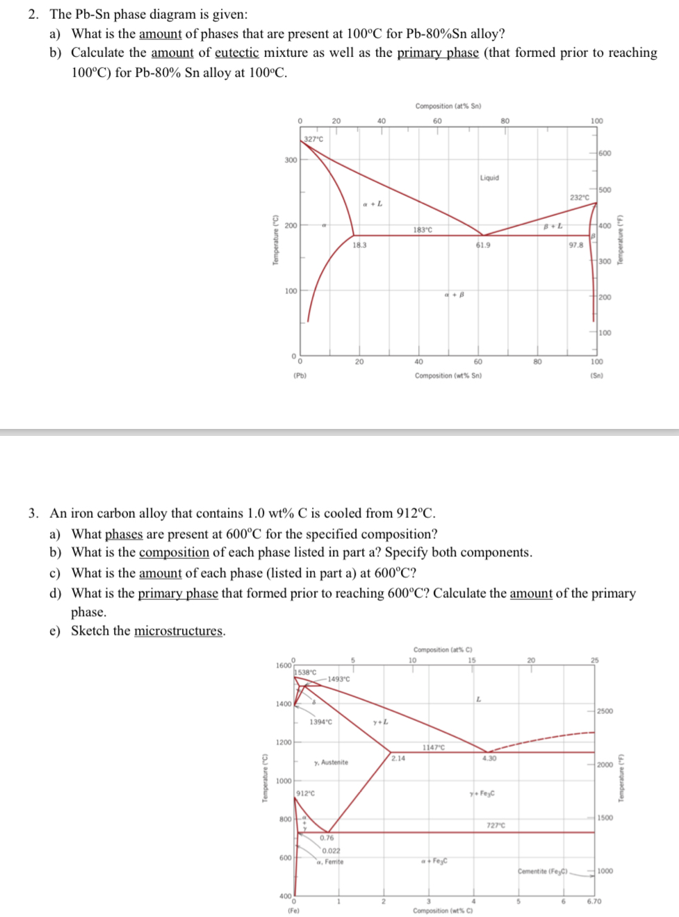 Solved The Pb-Sn ﻿phase diagram is given:a) ﻿What is the | Chegg.com