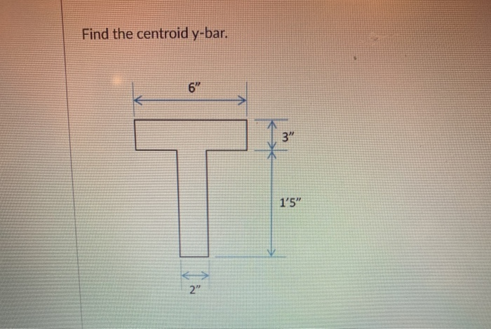 Solved Find the centroid y-bar. 6" 3" 1'5" > 2" | Chegg.com