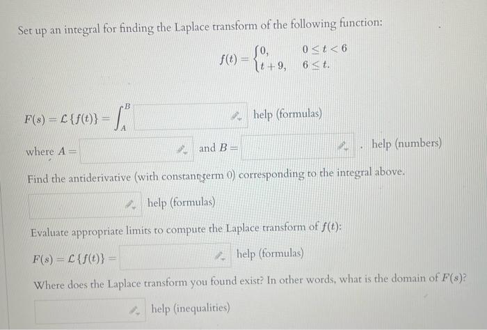 Solved Set up an integral for finding the Laplace transform | Chegg.com