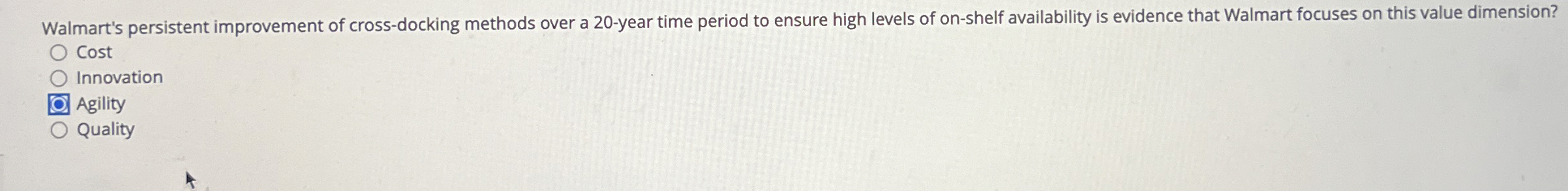 Solved Walmart's persistent improvement of cross-docking | Chegg.com