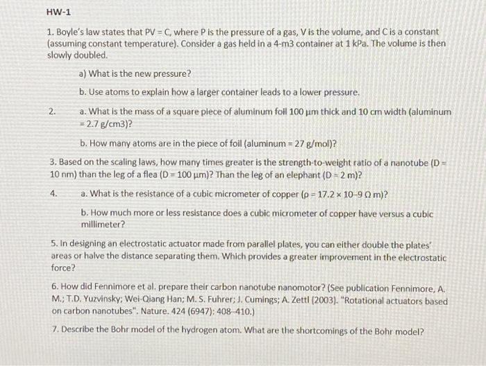 Solved 1. Boyle's law states that PV=C, where P is the | Chegg.com