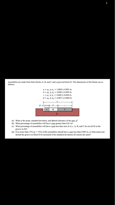 Assemblies are made from the blocks A, B, and C and a | Chegg.com