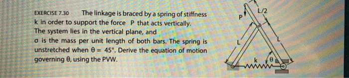 Solved EXERCISE 7.30 The linkage is braced by a spring of | Chegg.com