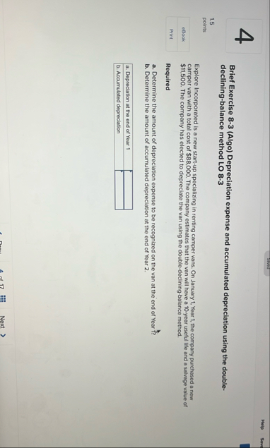 Solved Help4Brief Exercise 8-3 (Algo) ﻿Depreciation expense | Chegg.com