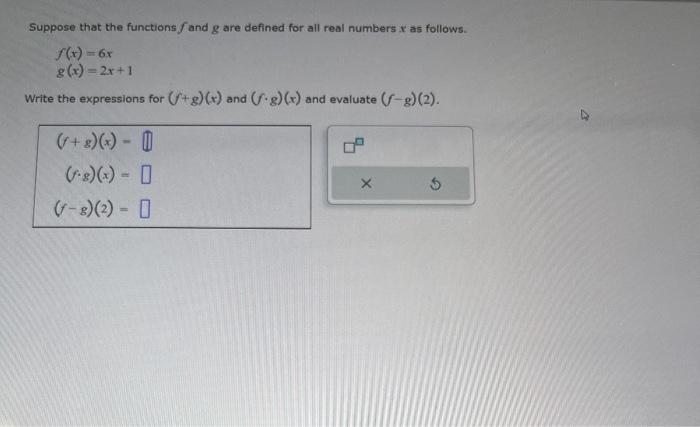 Solved Suppose that the functions f and g are defined for | Chegg.com