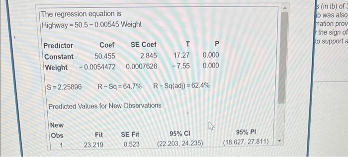 Solved The Minitab output shown below was obtained by using | Chegg.com
